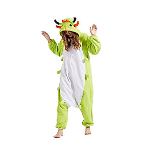DELEY Adult Green Caterpillar Onesie, Halloween Cosplay Costume Unisex Animal Pajamas Homewear Sleepwear Jumpsuit