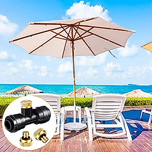 Misting Nozzles Kit Include Water Misting Nozzle Tees Thread 1/4 Inch and Brass Orifice Nozzle with Black Plug for Outdoor Spray Cooling System (72 Pieces in Total)