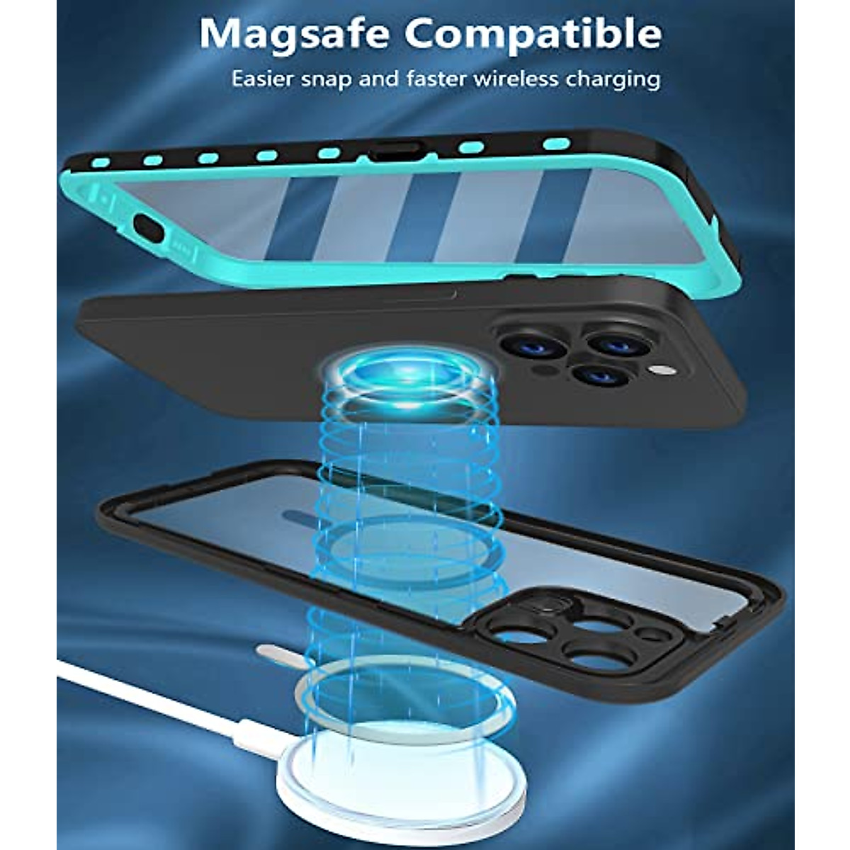 Guirble Design for iPhone 14 Pro Waterproof Case,Phone Case for iPhone 14 Pro with Screen Protector,Protective Case for iPhone 14 Pro 6.1''(Turquoise)