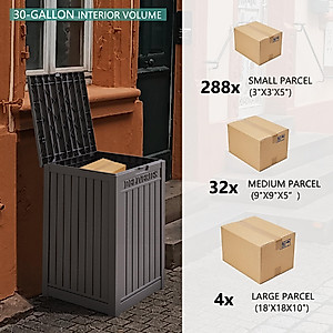 TPSOUM 48 Gallon Resin Package Delivery Box with Lockable Lid, Rust & Moisture Resistant Weatherproof Deck Box for Porches, Patios, Indoor & Outdoor Use