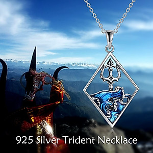 YAFEINI Trident Necklace Gifts for Women 925 Sterling Silver Ancient Greece Amulet Neptune Trident Pendant Necklace Jewelry for Women Teens