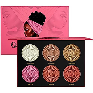 Blush Highlighter Palette, DE’LANCI 6 Color Blushes Highlighter Bronzer Makeup Palette, Natural Matte Shimmer Face Blush Illuminator Pallet, Cheek Blushing Pressed Powder Pallet for Dark Skin Black Women