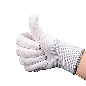 EHDIS Vinyl Wrap Gloves Nylon White Working Gloves Labor Non-slip PC Building Gloves / 6 Pairs