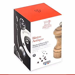 Peugeot Bistro Antique gift box, Distressed Beechwood 4 inch Salt Mill