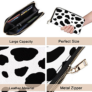 Qwalnely Cow Print Wallet PU Leather Purse Phone Credit Card Storage Purse for Women Adults