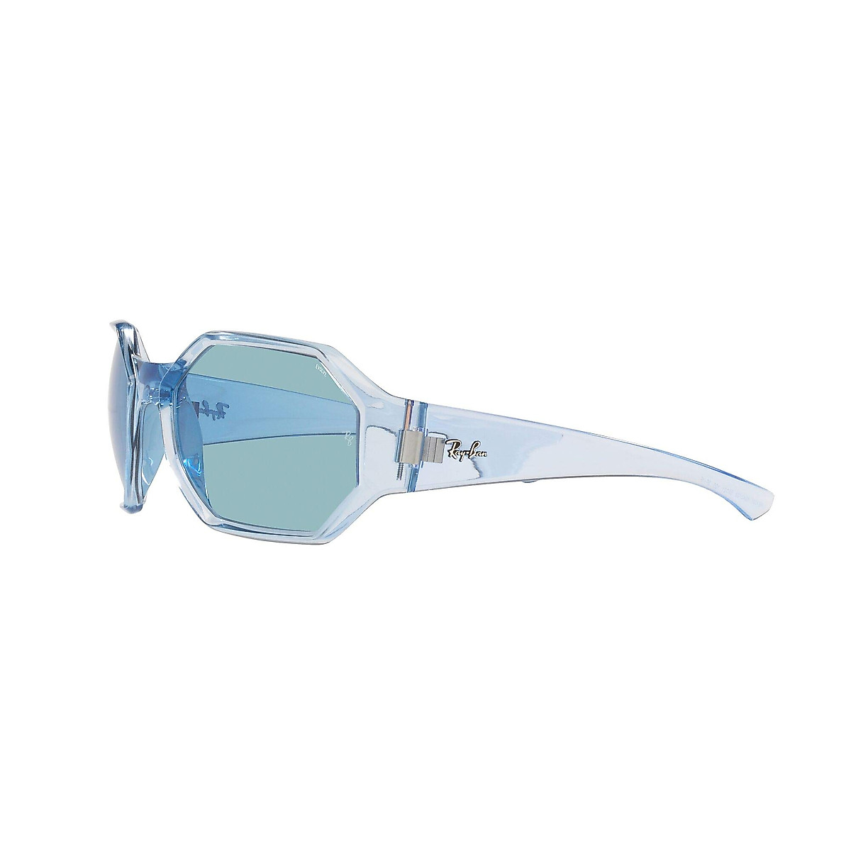 Ray-Ban Rb4337 Polarized Square Sunglasses, Transparent Light Blue/Evolve Photochromic Blue to Violet, 59 mm