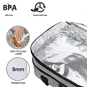 MIER Insulated Double Casserole Carrier Thermal Lunch Tote for Potluck Parties, Picnic, Beach, Fits 9 x 13 Inches Casserole Dish, Expandable by Mid Zipper, Gray