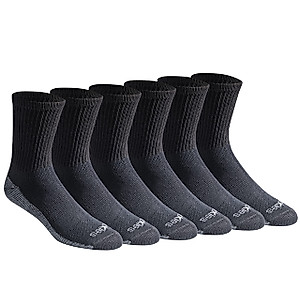 Dickies Men's Dri-tech Moisture Control 6-Pack Comfort Length Crew Socks