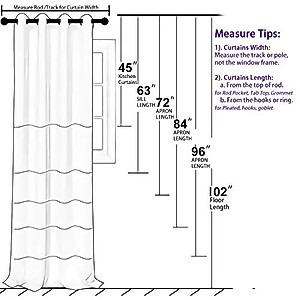 LOYOLADY White Linen Curtains 102 inches Long 2 Panels Set, Sheer Linen Curtains for Living Room, Grommet Privacy Window Curtains & Drapes 52" W x 102" L