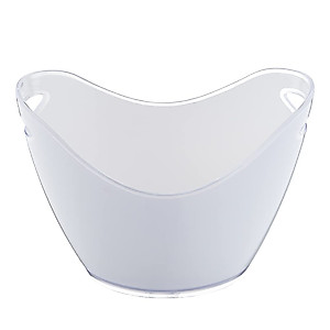Restaurantware Bar Lux 13.8 x 9.8 x 10.4 Inch Champagne Bucket, 1 Oval Wine Bucket - with Handles, Durable, Frosted Plastic Wine Chiller Bucket, for Bottles & Soft Drinks