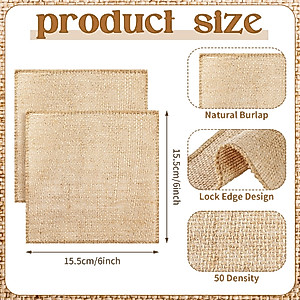 VitalCozy 36 Pieces 6 x 6 Inches Burlap Squares Jute Burlap Finished Edges Square Fabric Farmhouse Burlap Placemats for Home Party Wedding Table Cover Centerpieces Craft Supplies