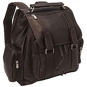 Piel Leather Double Loop Flap-Over Laptop Backpack, Saddle, One Size