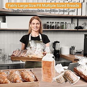 Spmarkt 100packs Plastic Bread Bags with 110 Twist Ties, Food Grade Plastic Bread Bags for Homemade Bread, Clear Bread Loaf Bags for Convenient Baking Storage Solution, Ideal for Home Bakers