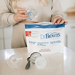 Dr. Brown's Microwave Steam Sterilizer Bags for Baby Bottles, Nipples, Bottle Parts, Pacifiers, Teethers and Breast Pump Parts - 5 Count(Pack of 1)