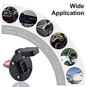 Leehitech SAE Power Socket Sidewall Port Connector Harness, 12AWG 1FT SAE Quick Disconnect Panel Mount Cable for RV Solar Battery 3-Pack