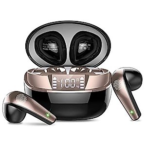 Wireless Earbud, Bluetooth 5.2 Headphones with HD Mic, Bluetooth Earphones with Deep Bass, Bluetooth Earbud in Ear Noise Cancelling, 35H Wireless Headphones IP7 Waterproof Ear Buds[2022 New] Black