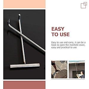 GANAZONO T Post Driver Manhole Cover Hook Stainless Steel T Style Handle Hook Hooks Drain Grate Lifter Storm Drain Cover Hook for Garden Street Home Shutter Doors Water Meter Key