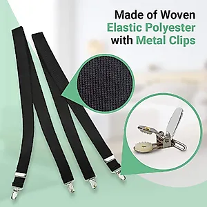 Hold’Em Bed Sheet Fastener Suspenders - Heavy Duty USA Made, Adjustable,Straight or Crisscross Keep Sheet SNUG Without Slipping Sheet Strap Holder Clips-2 pc. Adjustable White 2 Set