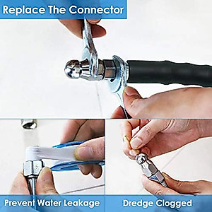 100FT Sewer Jetter Kit for Pressure Washer, 5800PSI Drain Cleaner Hose 1/4 Inch NPT Corner, Rotating Button Nose Sewer Jetting Drain Jetter Hose Nozzle Pearl Corsage Pin Spanners, Blue