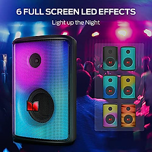 Monster Sparkle Loud Bluetooth Speaker 80W, Party Speaker with Powerful Sound and Heavy Bass, Full Screen Colorful Lights, 24H Playtime, AUX, USB Playback, Portable Waterproof Speaker for Outdoor Home