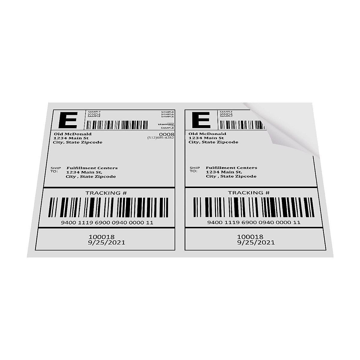 Shipping Labels, Pacific Mailer Half Sheet Shipping Label Compatible for Inkjet 2 Per Page 8.5 x 11 Self Adhesive Mailing Return Address Labels Printable Sticker Paper [100 Sheets/ 200 Labels, White]