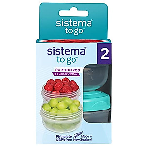 Sistema 21487, Polypropylene, Assorted 210ml Portion Pod to Go 2 Pack, 2 x 210 ml