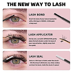 Lash Bond and Seal, Cluster Lash Glue Mascara Wand DIY Eyelash Extension Bond & Seal Infused with Biotin & Vitamin E, Bond and Seal Lash Glue for All Day Wear Super Strong Hold 72 Hours