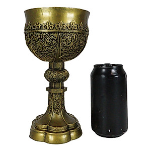 Ebros Decorative Merlin's Holy Grail The Golden Cup Of Life Decorative Chalice Ceremonial Cup Arthurian Legends Medieval Accent Decor