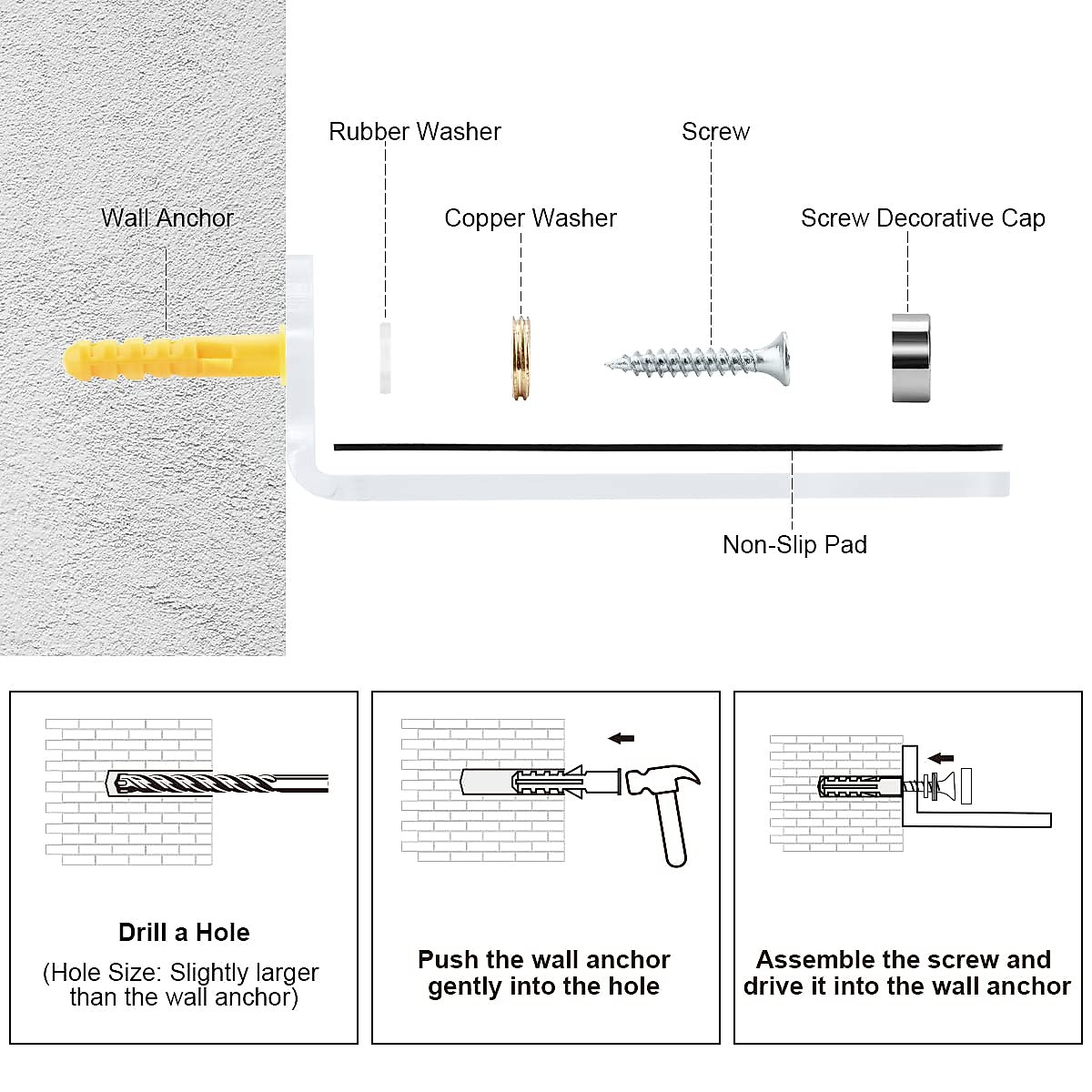 Desing Wish Small Shelf, Screw Mount Small Wall Shelf with Non-Slip Pad, Speaker Wall Mount for Bluetooth Speaker/Webcam/Decor, Acrylic Wall Shelf for Bedroom/Living Room (9 Inch, Clear)