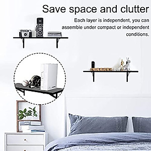 JOYWA 20 x 7.9in Floating Shelves Wall Mounted Set of 2, Wood Wall Shelves for Bedroom, Bathroom, Living Room, Kitchen, Laundry Room Storage & Decoration, Black