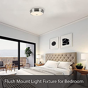 Aspen Creative Satin Nickel 63003L-1 Large LED Flush Mount Finish with Glass Shade