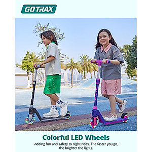 Gotrax K03 Kick Scooter for Kids, 5" LED Lighted Wheels and Adjustable Handlebars, Lightweight Design and Anti-Slip Deck, Max Load 110 Lbs, Kids Scooter for Boys & Girls Ages 3+, Purple