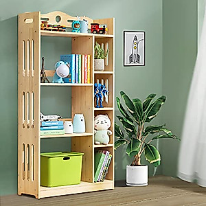 MoNiBloom Large Heavy Duty Wood Modern Bookshelf for Small Space 5 Tier Storage Display Stand Rack Heavy Duty for Kids Teen Room Living Room, Natural