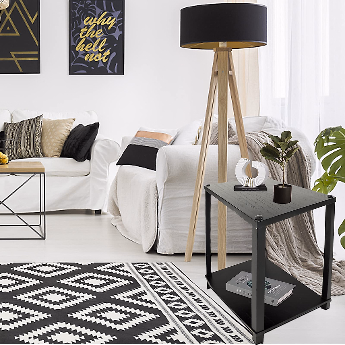 NO MORE TAG End Table, Side Table, Bedside Table, Nightstand for Living Room, Bathroom, Office, Narrow End Table, Small Side Table,