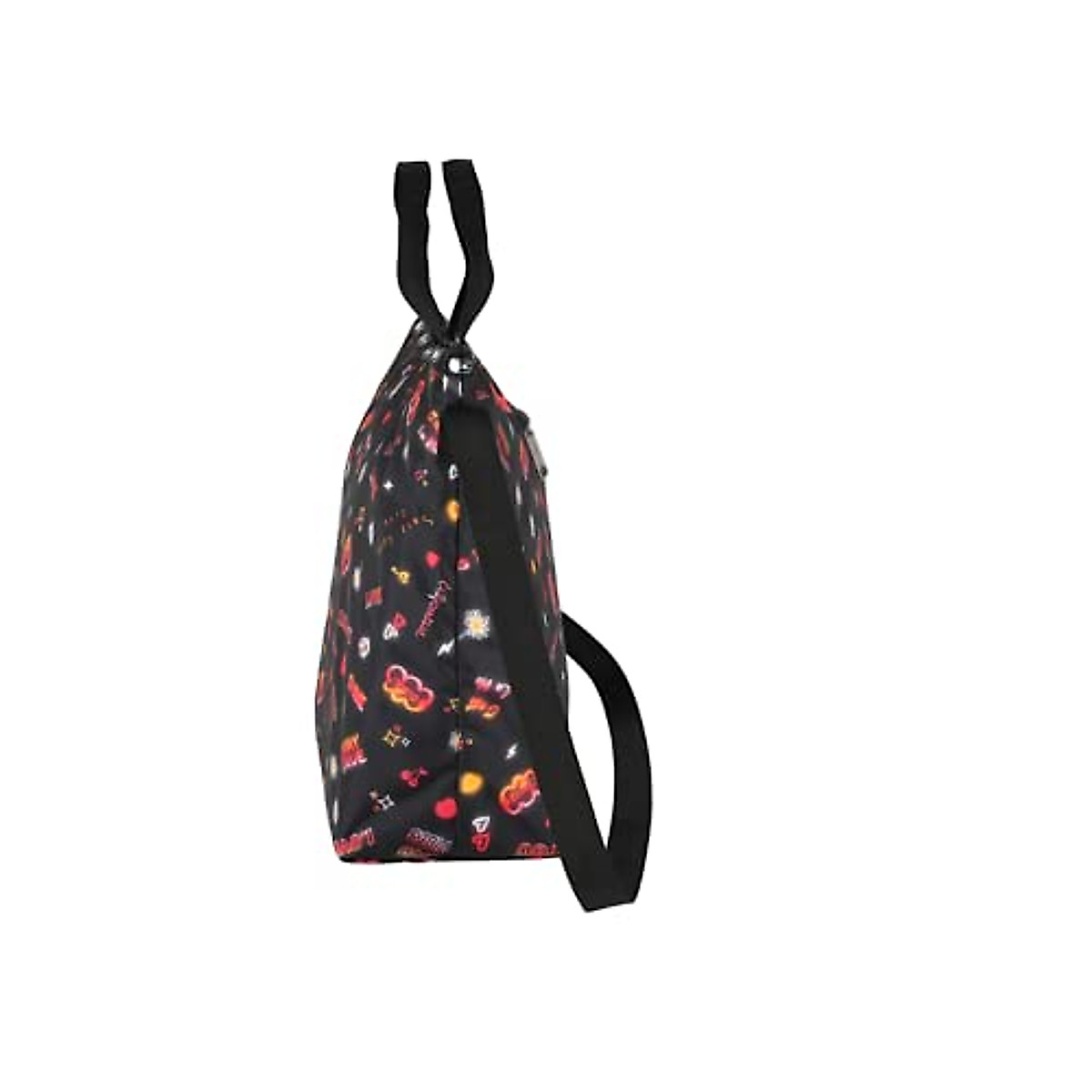 LeSportsac Stay True Deluxe Easy Carry Tote Crossbody + Top Handle Handbag, Style 4360/Color E481, Empowering Pop Art Style Words w Tie-Dye Effect: Be You, Stay True, Shine, Self Love Club + Hearts