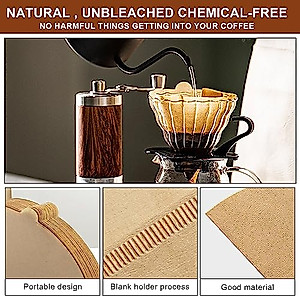 Gute Cone Coffee Filters, 200 Count 2-4 Cups Unbleached Natural Brown V02 Disposable Coffee Filter Paper, V-Shaped Pour Over Coffee Dripper and Drip Coffee Maker, Size 02