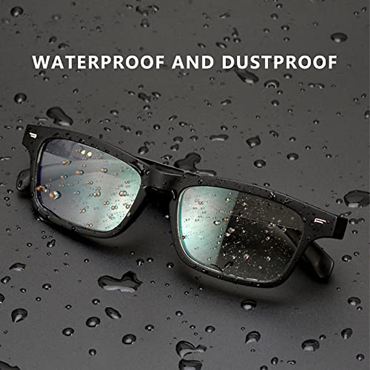 Smart Bluetooth Audio Glasses with Anti Blue Light Lens Waterproof Bluetooth 5.0 Glasses Connect Mobile Phones and Tablets for Men Women
