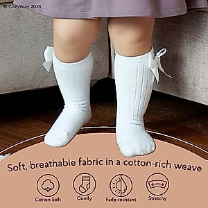 CozyWay Baby Knee High Socks For Baby Girls Infant 0-6 Months 5-5 Pack