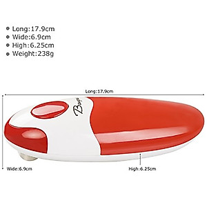 BangRui Smooth Soft Edge Electric Can Opener with One-Button Start and One-Button Manual Stop (Red)