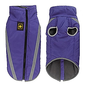 FEimaX Dog Coat Waterproof Warm Winter Jacket Windproof Fleece Coats Pet Outdoor Clothes for Small Medium Large Dogs Cold Weather Vest with Harness Hole