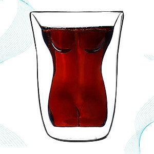ULTNICE Glass Tumblers Women Body Shaped Shot Glass Double Layer Heat Resistance Glass Whiskey Cup Coffee Tea Mug for Vodka Whiskey Champagne Wine Beer Party Martini Tumbler