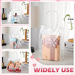 Mimorou 60 Pack Clear PVC Gift Bags with Handles Reusable Plastic Gift Wrap Tote Bags Transparent Shopping Bags for Christmas Party Favors Weddings, 9 x 6.3 x 2.8 Inches and 7.8 x 7.8 x 3.1 Inches