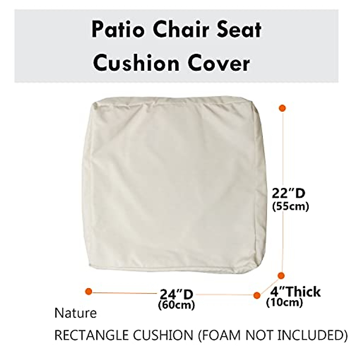 youngseahome Patio Seat Cushion Covers,Washable Slip Covers Replacement,Waterproof Outdoor Furniture Chair Cushion Pillow Seat Cover for Couch,Garden,Sofa,Khaki,24"×22"×4"(4 Covers Only)