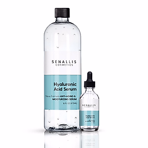 Hyaluronic Acid Serum 16 fl oz And 2 fl oz, Made From Pure Anti Aging/Wrinkle, Ultra Hydrating Moisturizer That Reduces Dry Skin Manufactured In USA