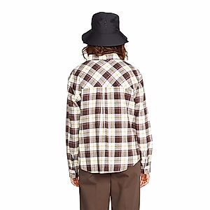 Volcom Women's Plaid to Meet U Long Sleeve Flannel Shirt, Espresso, X-Small