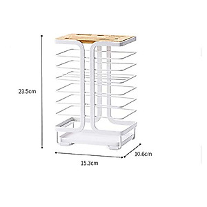 CUJUX Stainless Steel Kitchen Knife Holder White Universal Metal Wood Bamboo Knife Block Rack Multifunction Storage Stand Organizer(Without knife)