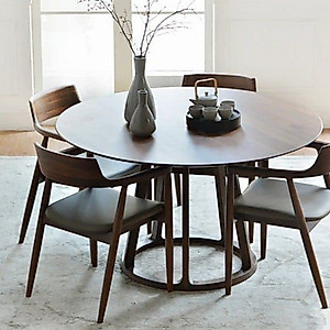 SUSUO Minimalist Solid Wood Dining Table Round for Small Space, Mid-Century Modern Walnut Ash Dining Table with Round Pedestal Base, 31.5" Coffee Table for 2-4