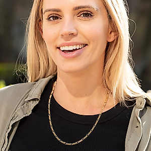 LIFETIME JEWELRY 3.5mm Figaro Chain Necklace for Men and Women 24k Real Gold Plated (18 inches)