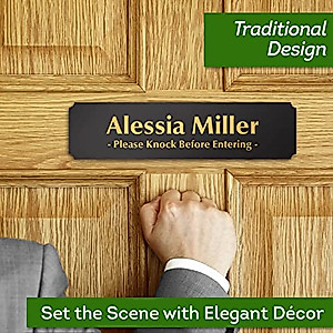 Name Plate, Custom Office Door Signs, Personalized Plaque for Wall, Address Mailbox, Name Sign - 2x8 Inch, 18 Colors - Made by My Sign Center, USA (Classic)
