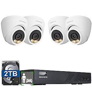 ONWOTE Wired 4K NVR PoE Security Camera System, Human Vehicle Detection Tigger Color Night Vision, 4 * 6MP Outdoor 122° Wide Angle IP Cameras Audio, 8 Channel 8MP NVR 2TB, CCTV Home Surveillance Kit